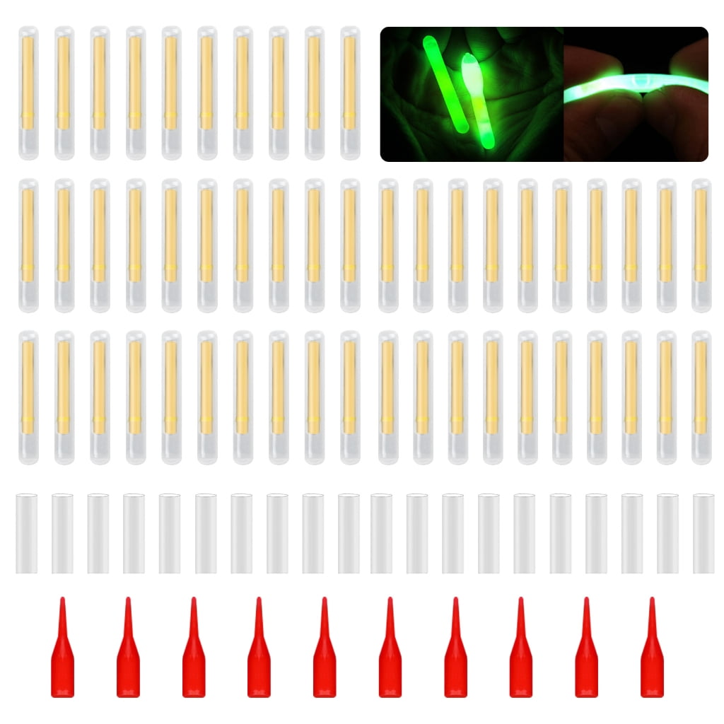 SIEYIO 50Pcs Fishing Glow Stick Bright Green Fluorescent Light Rod Tip ...