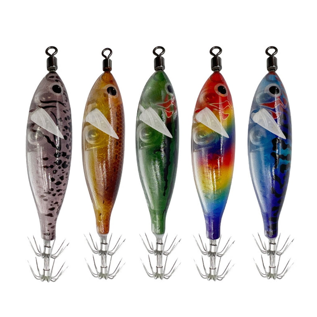 SIEYIO 5Pcs Squid Jig Fishing Lures Set with Shrimp Designs for ...