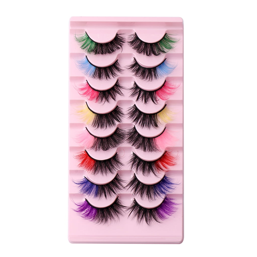 SIEYIO 8 Pair Colored Lashes Cat Eye Natural False Lashes Faux Mink ...