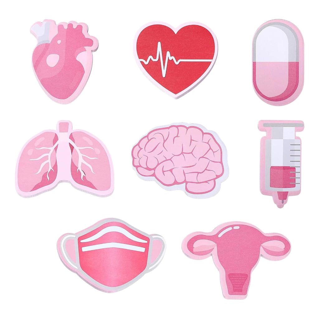 SIEYIO 8 Pcs Medical Themed Post Notes Nurse Sticky Notes Self-Adhesive ...
