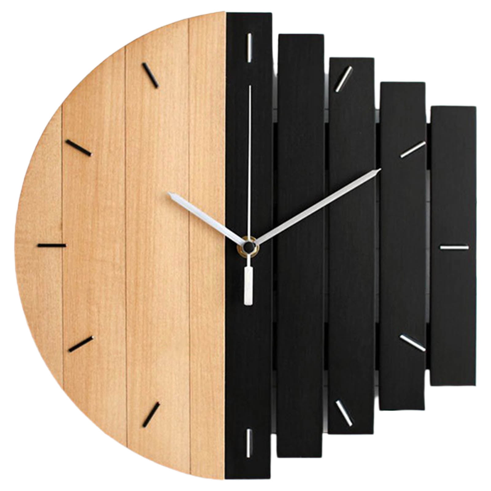 SIEYIO Abstract Industrial Style Wall Clock Wood Analog Clocks Ornament ...