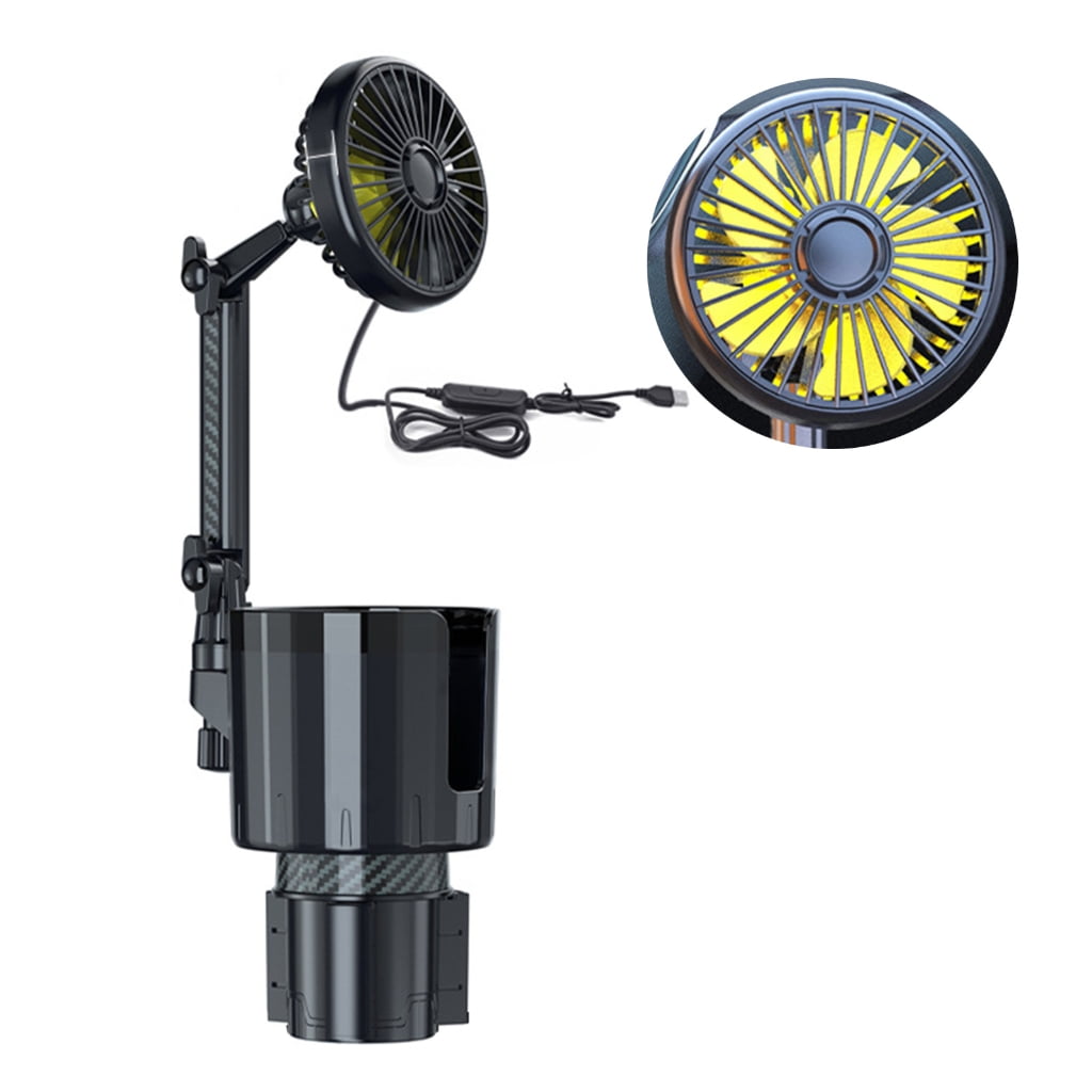 SIEYIO Car Cup Holder USB Car Fan 2 in 1 Adjust Speed 360 degree ...