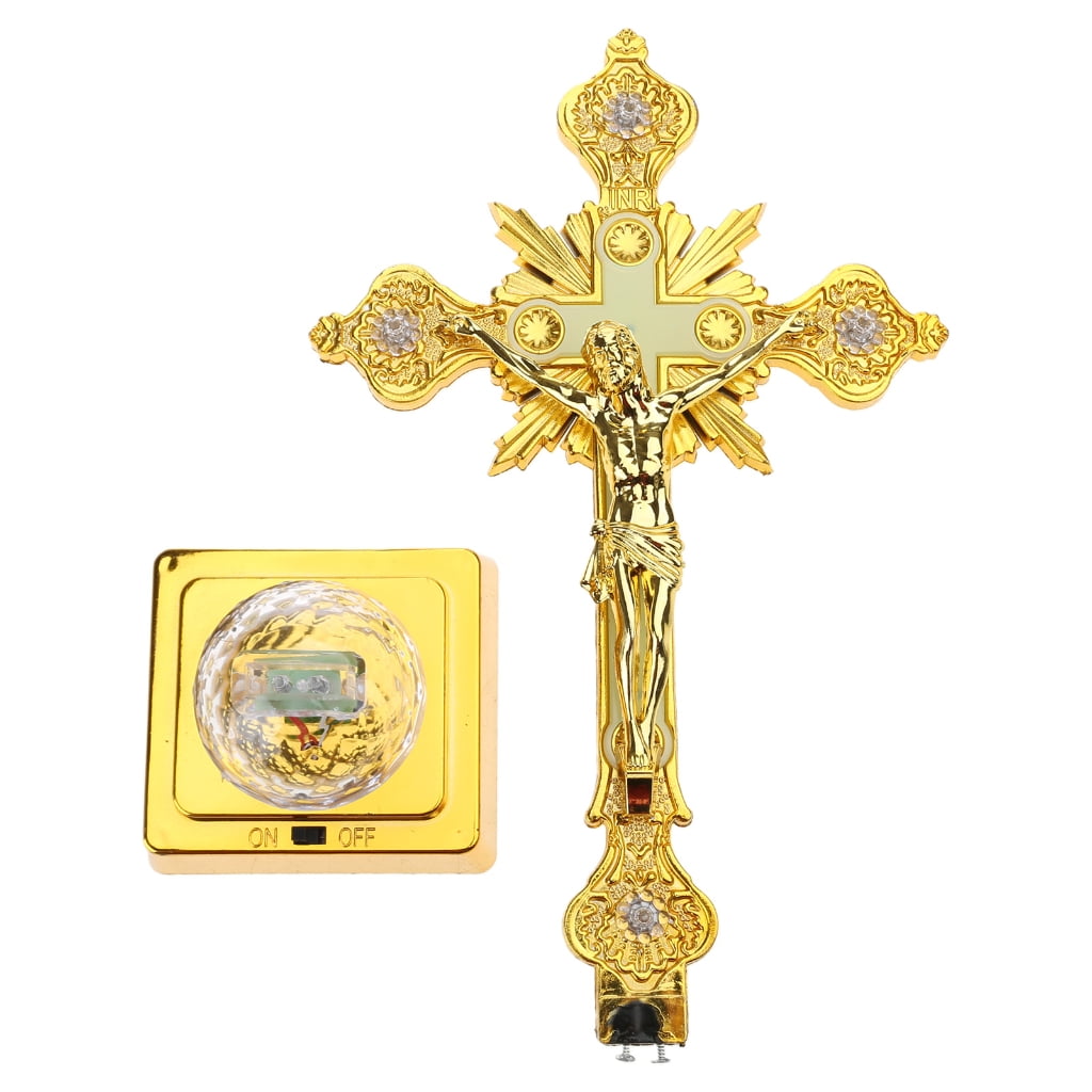 SIEYIO Catholic Cross with LED Light Religious Christian Standing ...