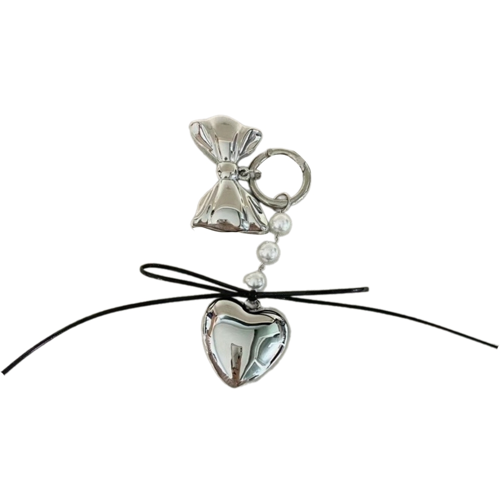SIEYIO Chic Bag Ornament Beaded Keychain Heart Bag Charm Bowknot Heart ...