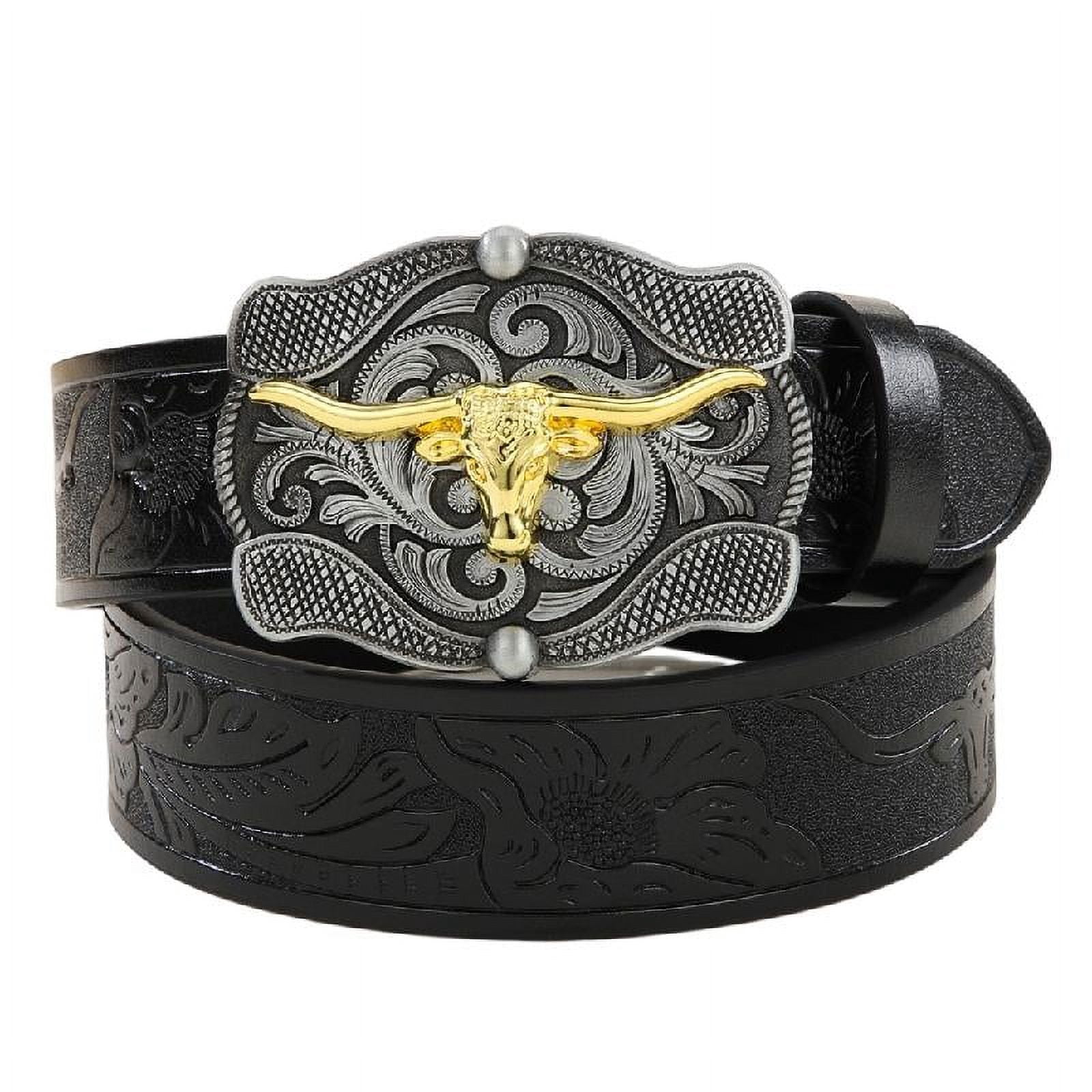 SIEYIO Cowboy Belts For Men Western Vintage Western Belt Longhorn Bull ...