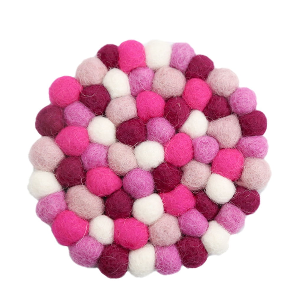 SIEYIO Cute Round Handmade Mats Round Felt Balls Coaster Felt Material ...