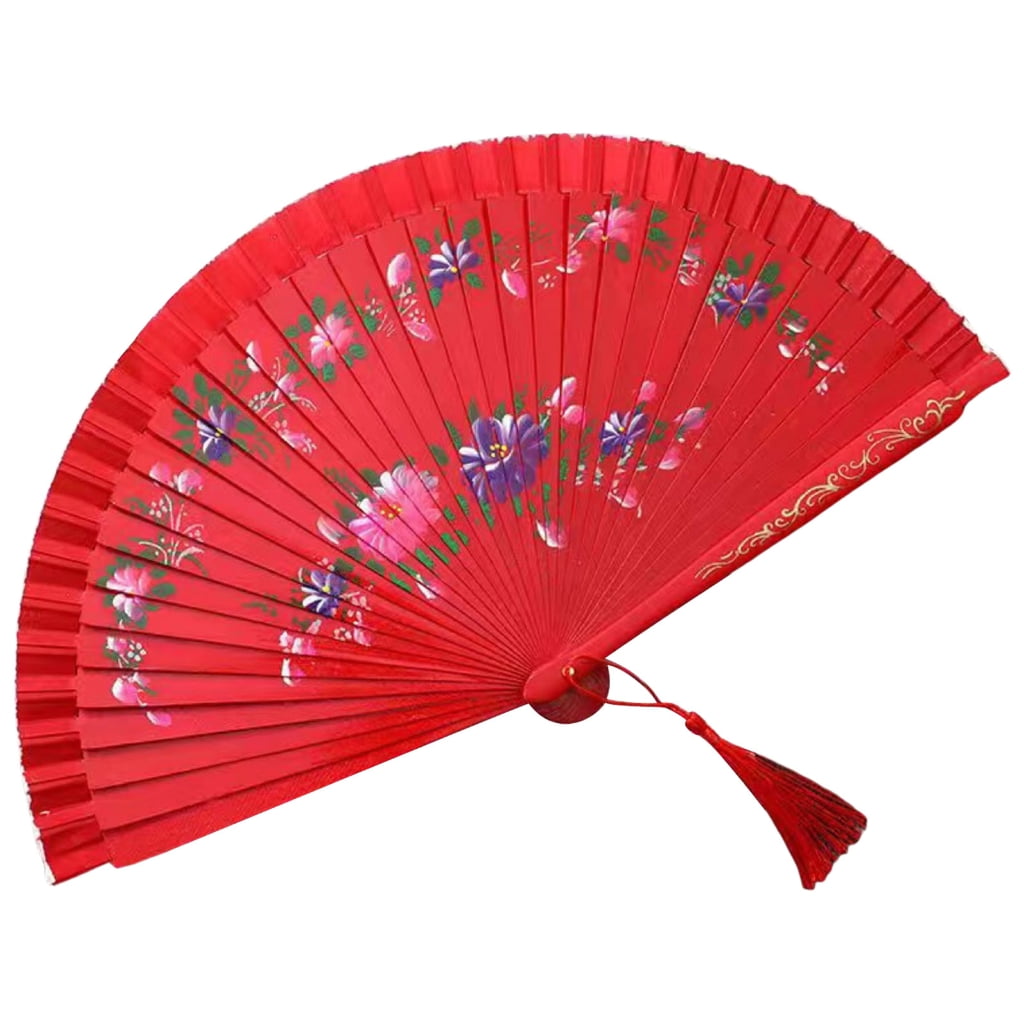 SIEYIO Decorative Silk Spanish Folding Dance Fan with Beautiful Flowers ...