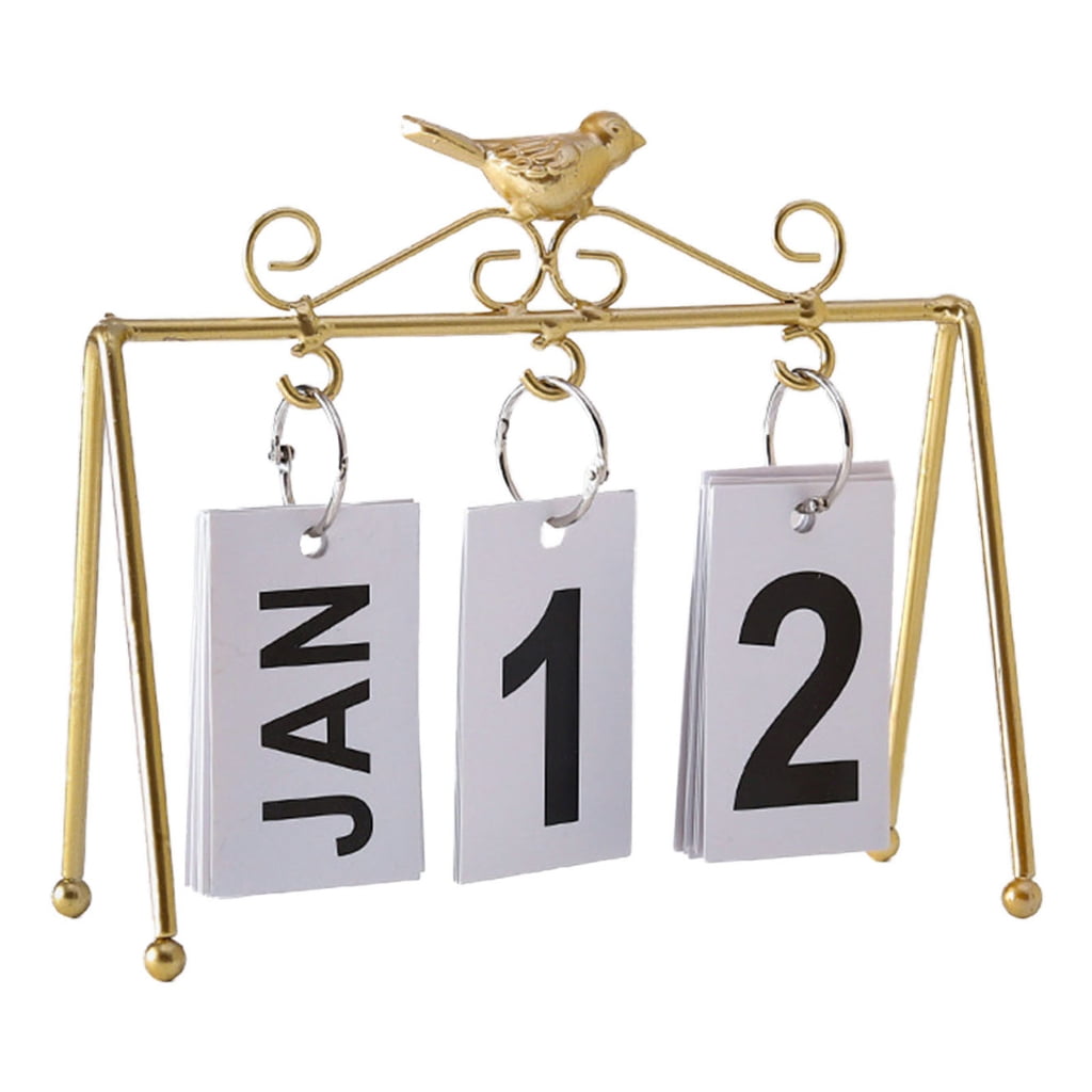 SIEYIO Desktop Flip Perpetual Paper Calendar Décor Iron Bracket Table ...