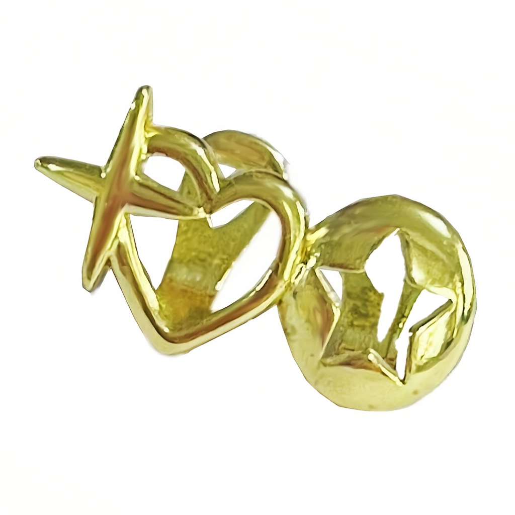 SIEYIO Double Love Stars Tooth Grills Vintage Silver Gold Hollow Heart ...