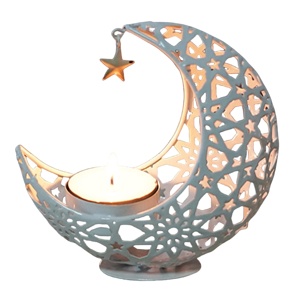 SIEYIO Eid Metal Candlestick Moon Shapeds Candle Holder Home Desktop ...