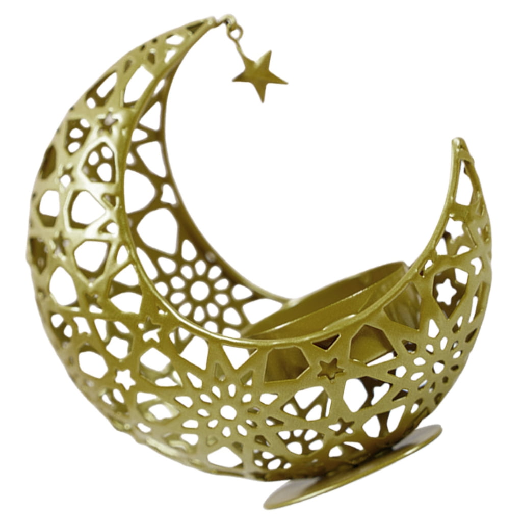 SIEYIO Eid Metal Candlestick Moon Shapeds Candle Holder Home Desktop ...
