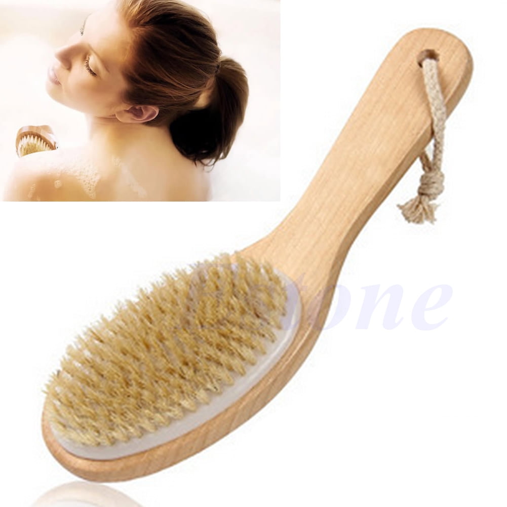 SIEYIO Full Body Natural Bristle Dry Skin Exfoliation Brush Massager ...