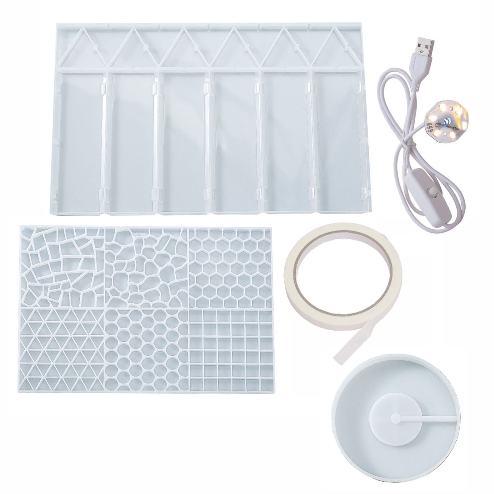 SIEYIO Hexagonal Light Resin Molds Mosaic Shape Decor Box Silicone ...