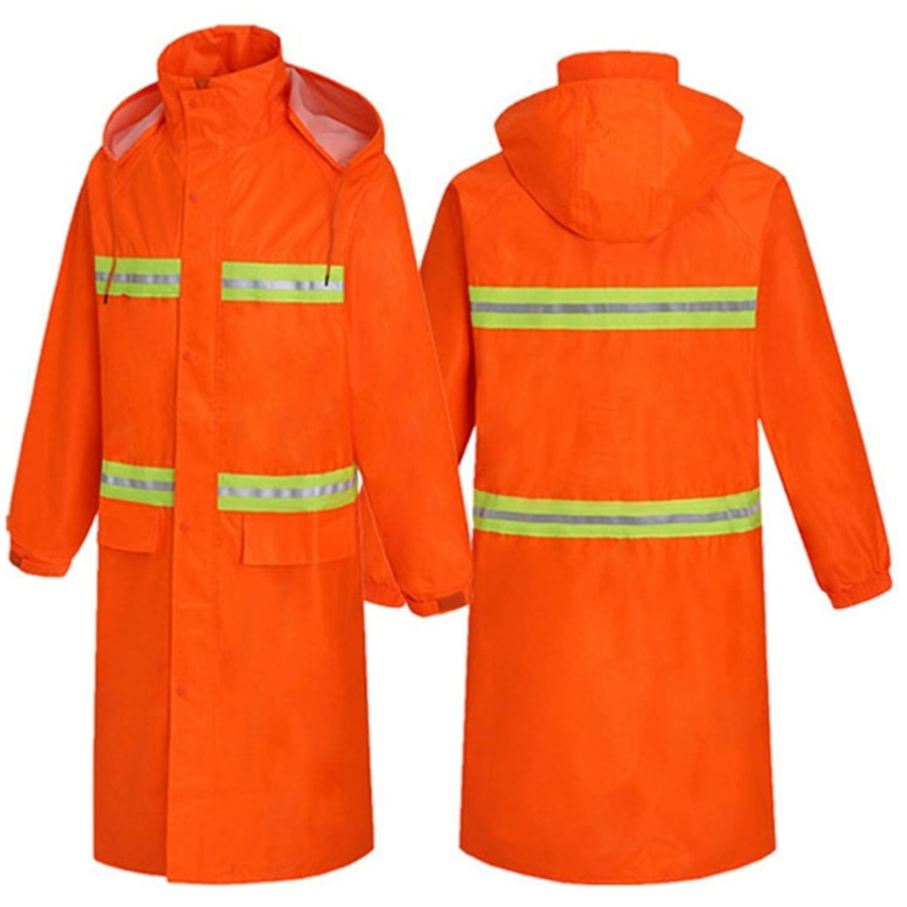 SIEYIO High Visibility Long Rain Construction Waterproof Rain Jacket ...