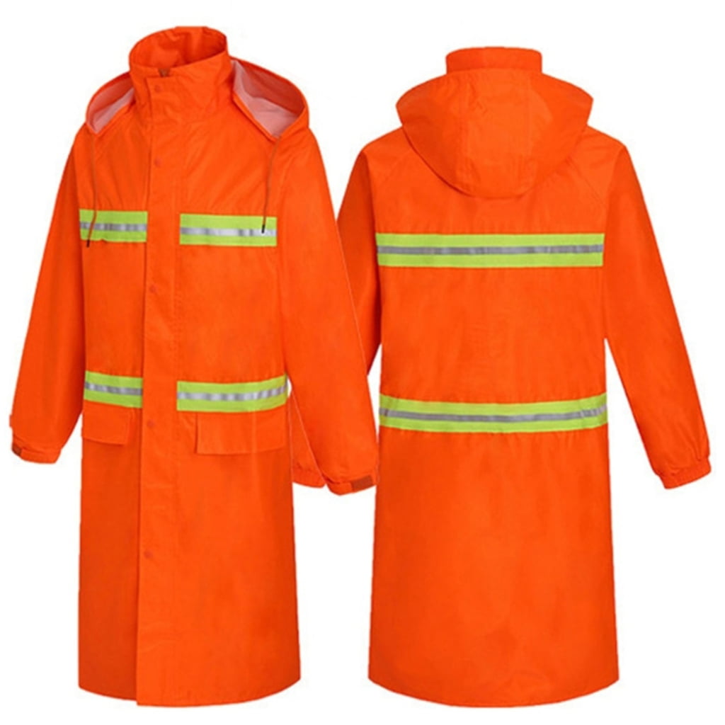 SIEYIO High Visibility Long Rain Construction Waterproof Rain Jacket ...