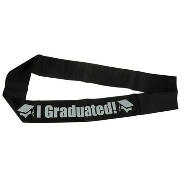 SIEYIO I Graduated Letters Satin Sash Black White Single Sided Print ...