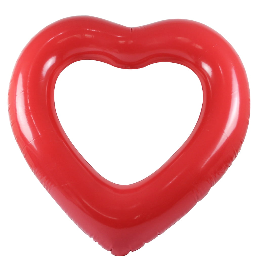 SIEYIO Inflatable Red Heart Shape Swimming Circle PVC Ring Swimming ...