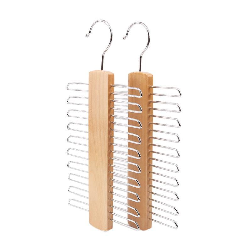 SIEYIO Multifunctional 20 Bar Wooden Tie Hanger for Closet Wardrobe ...