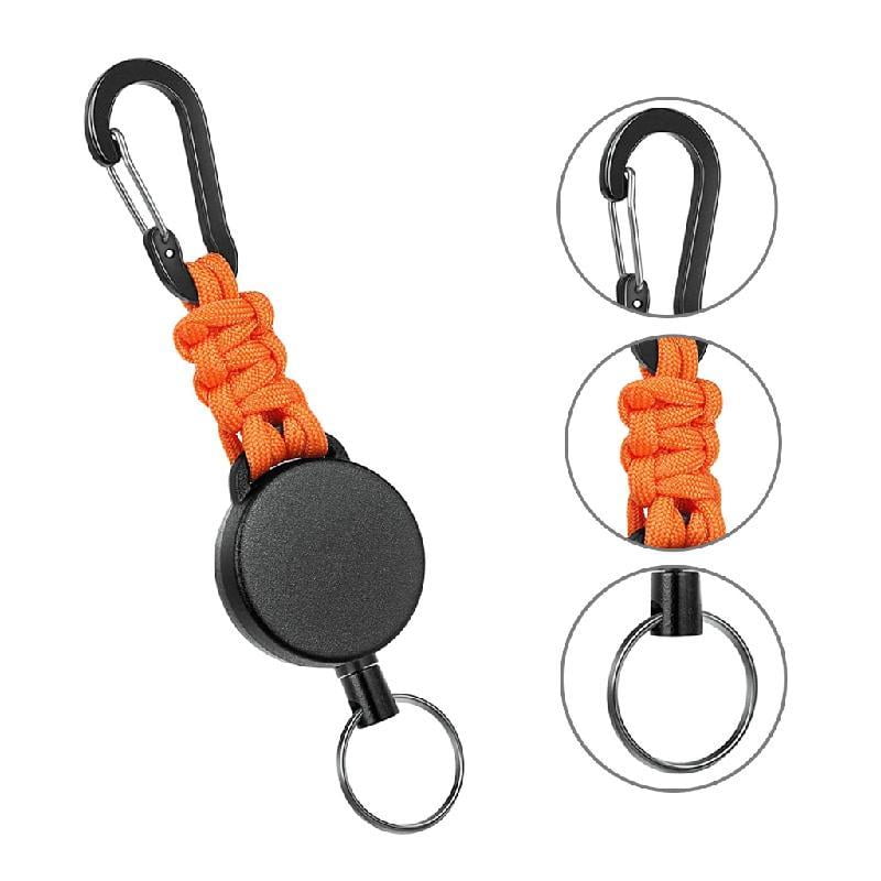 SIEYIO Outdoor Heavy Duty Paracord Keyrings Retractable Rope Carabiner ...