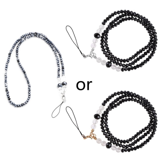 SIEYIO Pearls Long Neck Strap Lanyard KeyRing Keychain Holder Necklace ...