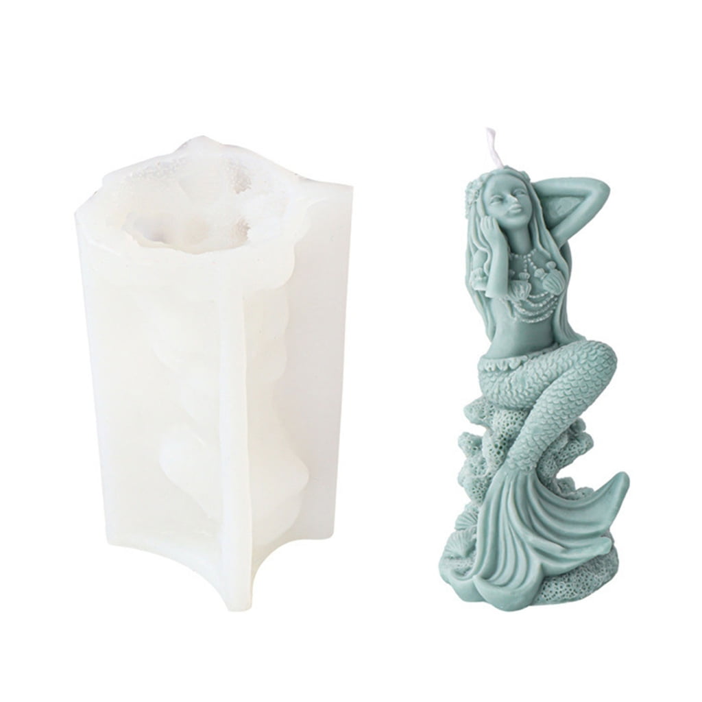 SIEYIO Silicone Mold Large Oceanid Mermaid Candle Resin Mould DIY Shell ...