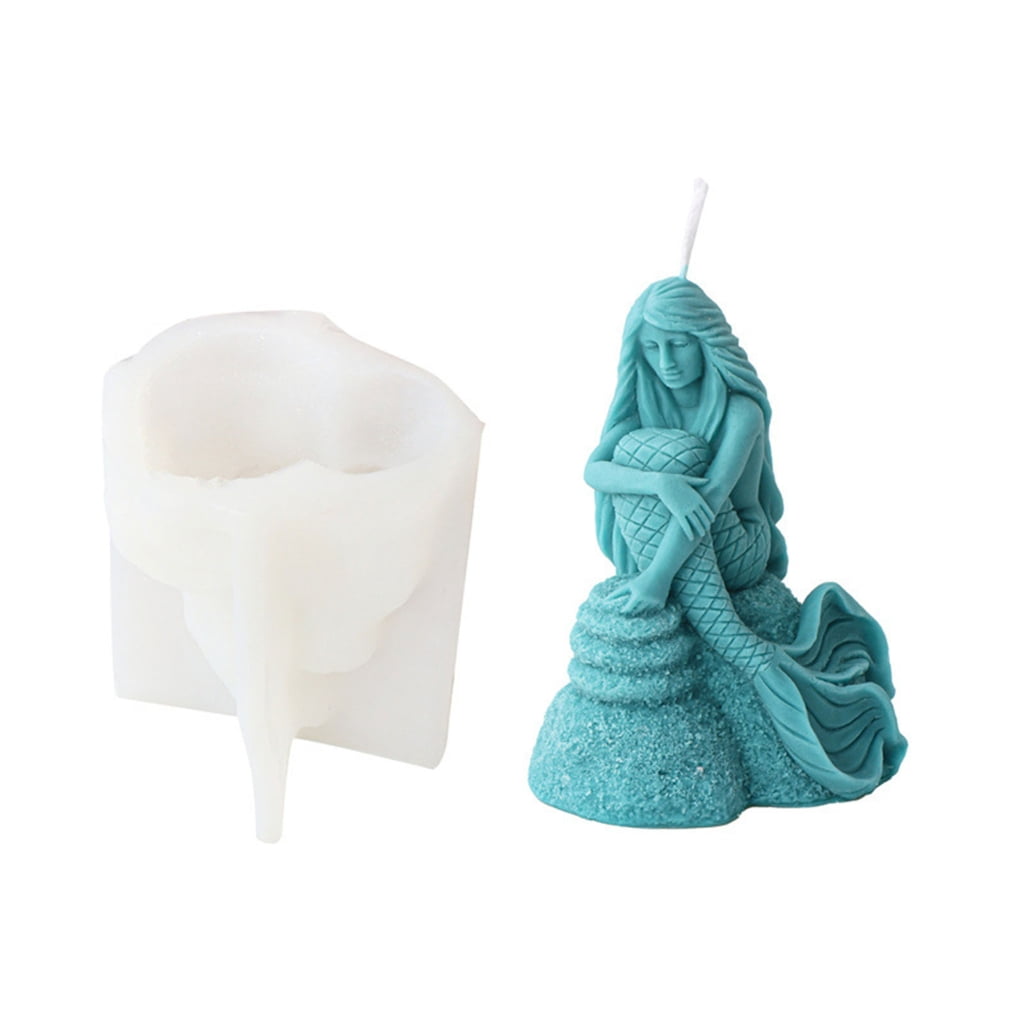 SIEYIO Silicone Mold Large Oceanid Mermaid Candle Resin Mould DIY Shell ...