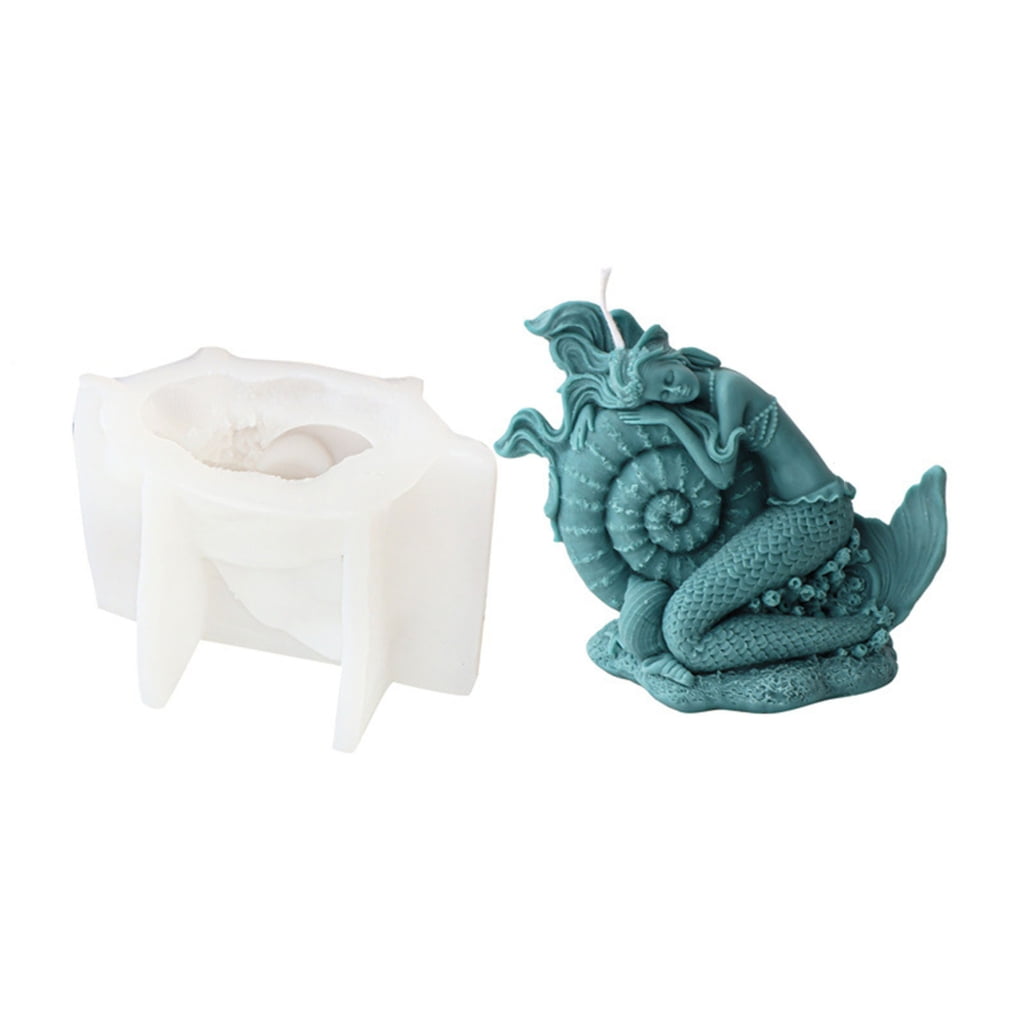 SIEYIO Silicone Mold Large Oceanid Mermaid Candle Resin Mould DIY Shell ...