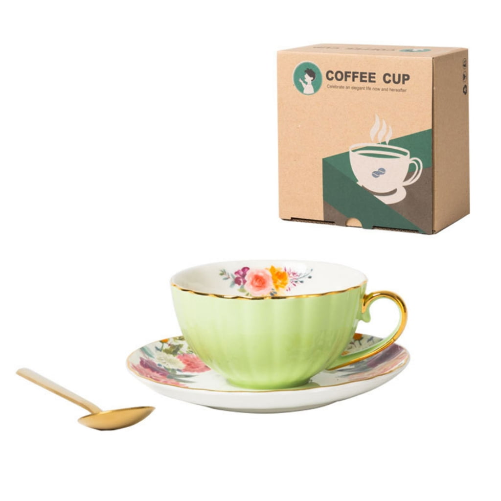 SIEYIO Stable Bone China Coffee Cup Set with Saucer Unique Ceramic Mugs ...