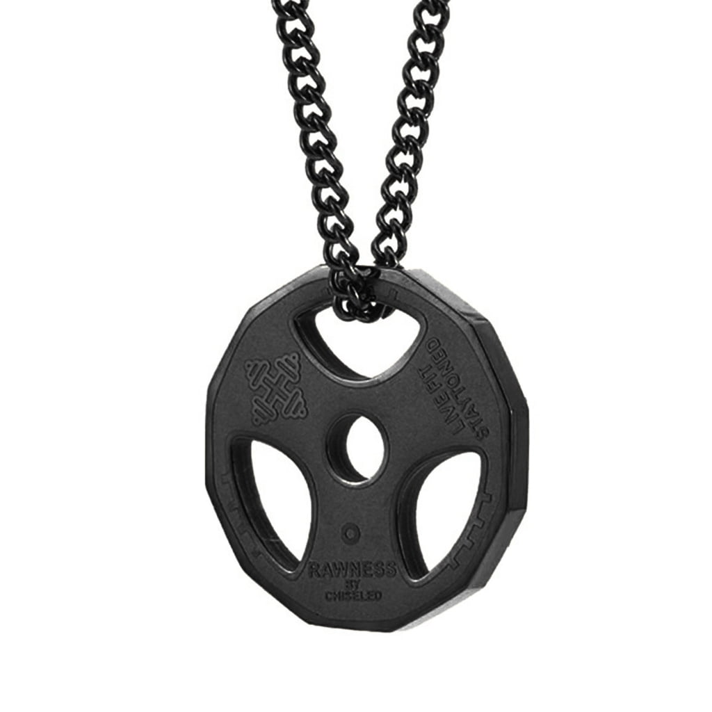SIEYIO Stainless Steel Fitness Dumbbell Pendant Necklace Weight Plate ...