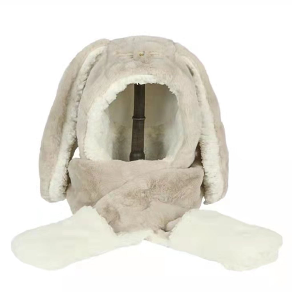 SIEYIO Trendy Women Plush Hats Gloves Scarf 3in1 Suit Cartoon Bunny Ear ...