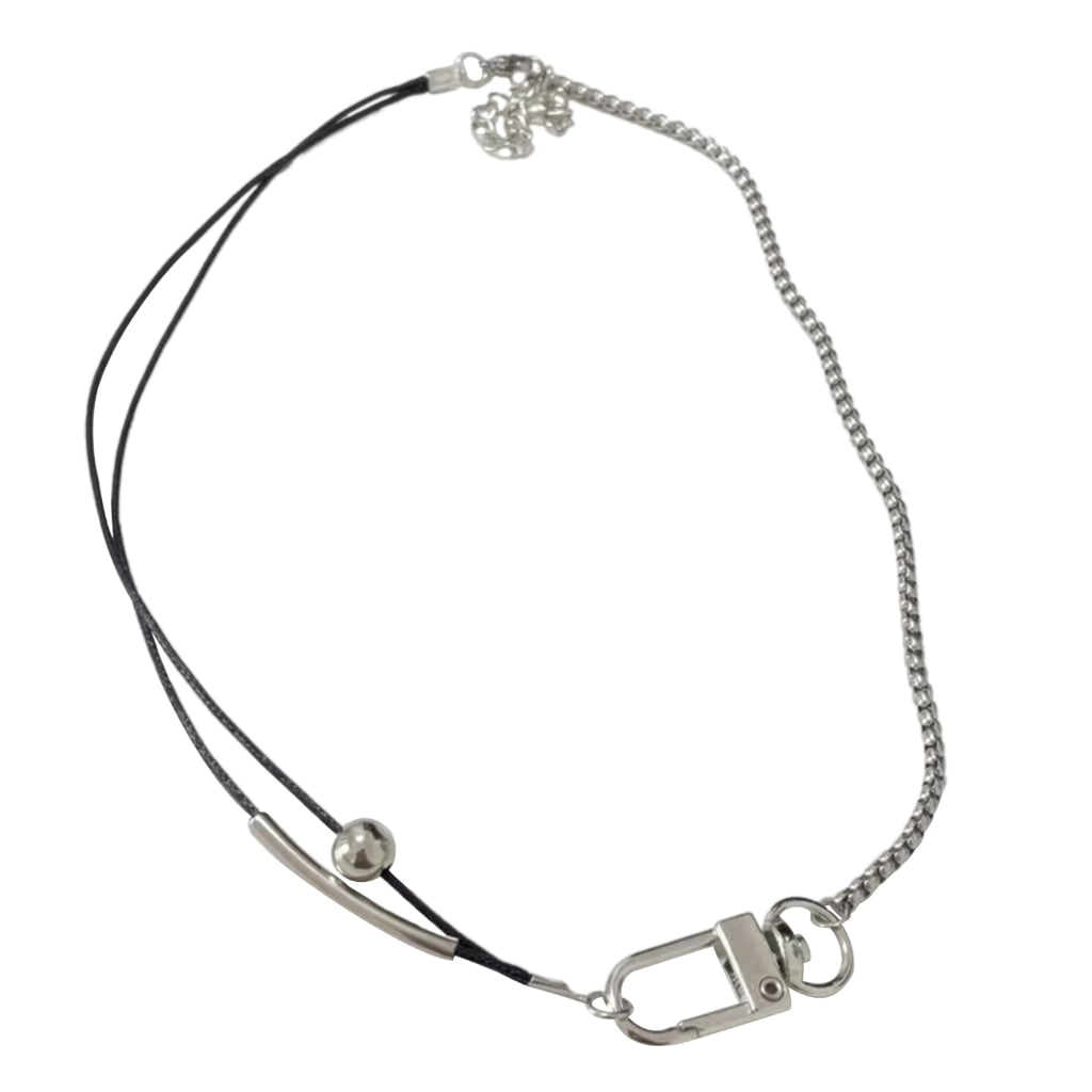 SIEYIO Unisex Spiked Necklace Black Rope Metal Buckle Splicing Collar ...