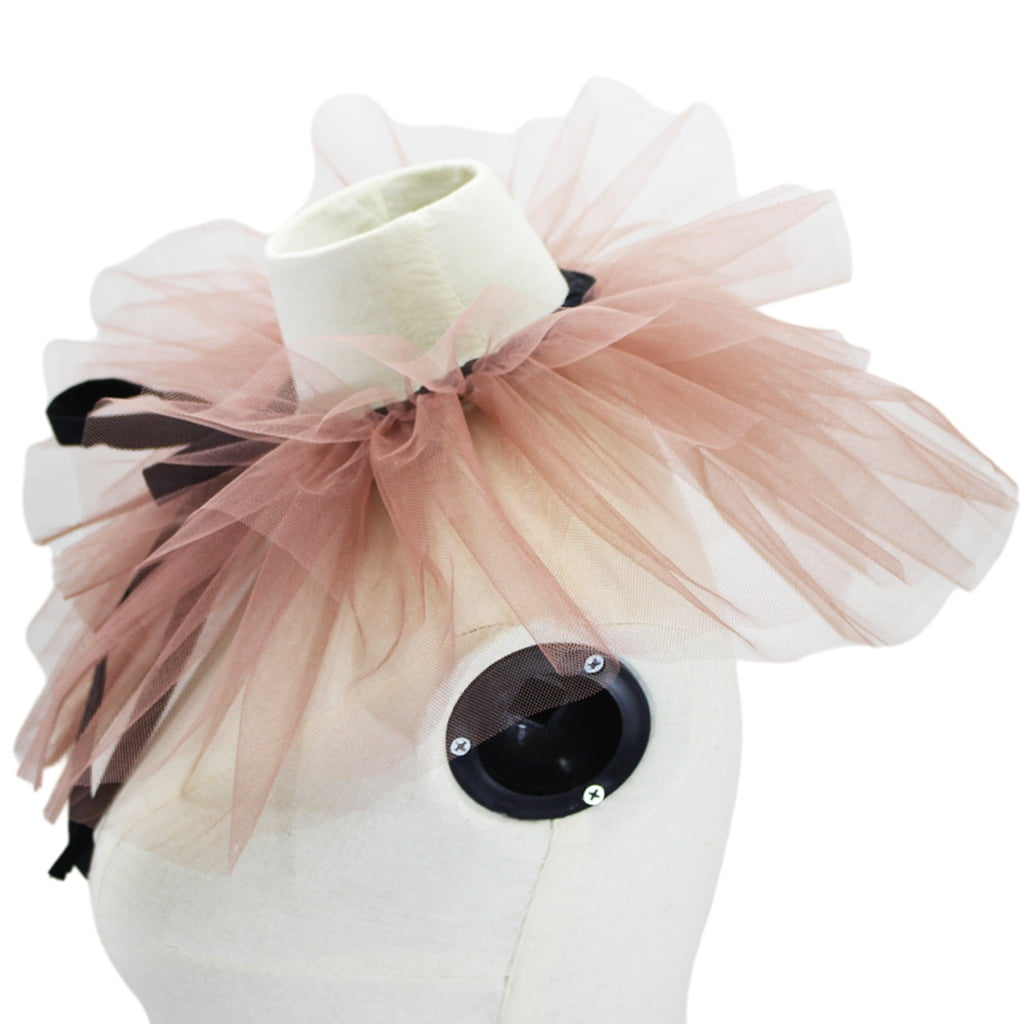 SIEYIO Victorian Ruffled Mesh Faux Collar Shawl Tulle Clown Neck Ruff ...