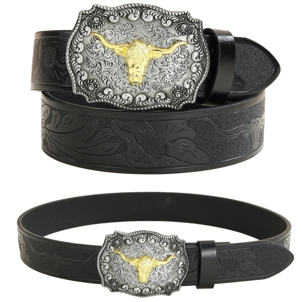 SIEYIO Western Belt for Women Men Cowboy Cowgirls Carving Leathers ...