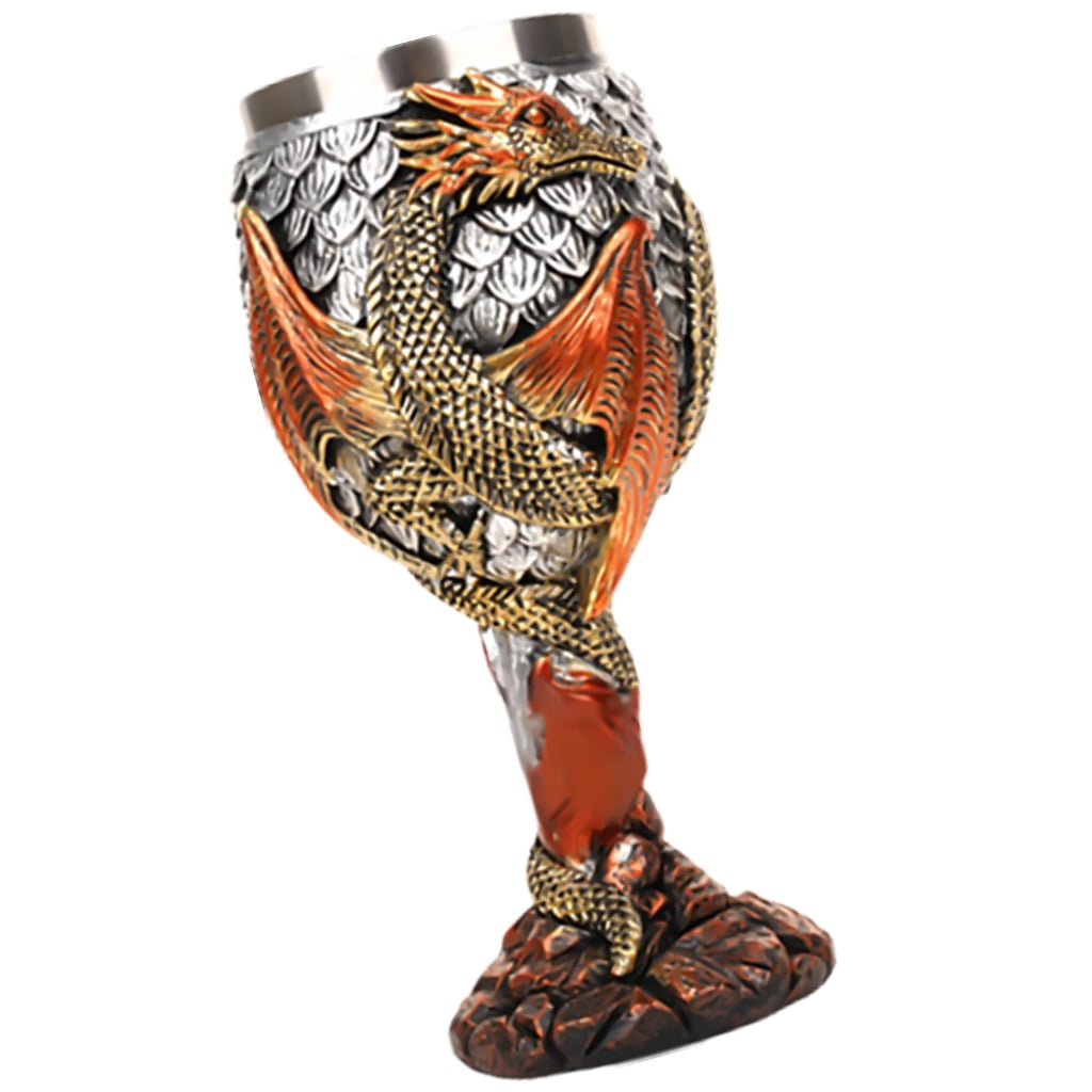 SIEYIO Wine Cup Antique Dragon Pattern High Stem Drinking Glass Wine ...