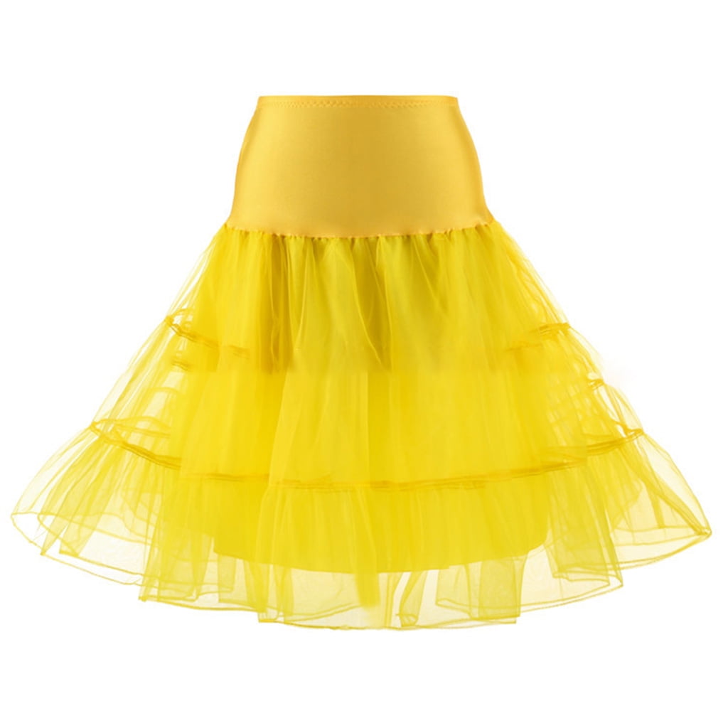 SIEYIO Women 50s Vintage Tulle Petticoat Bright Solid Color Mesh ...