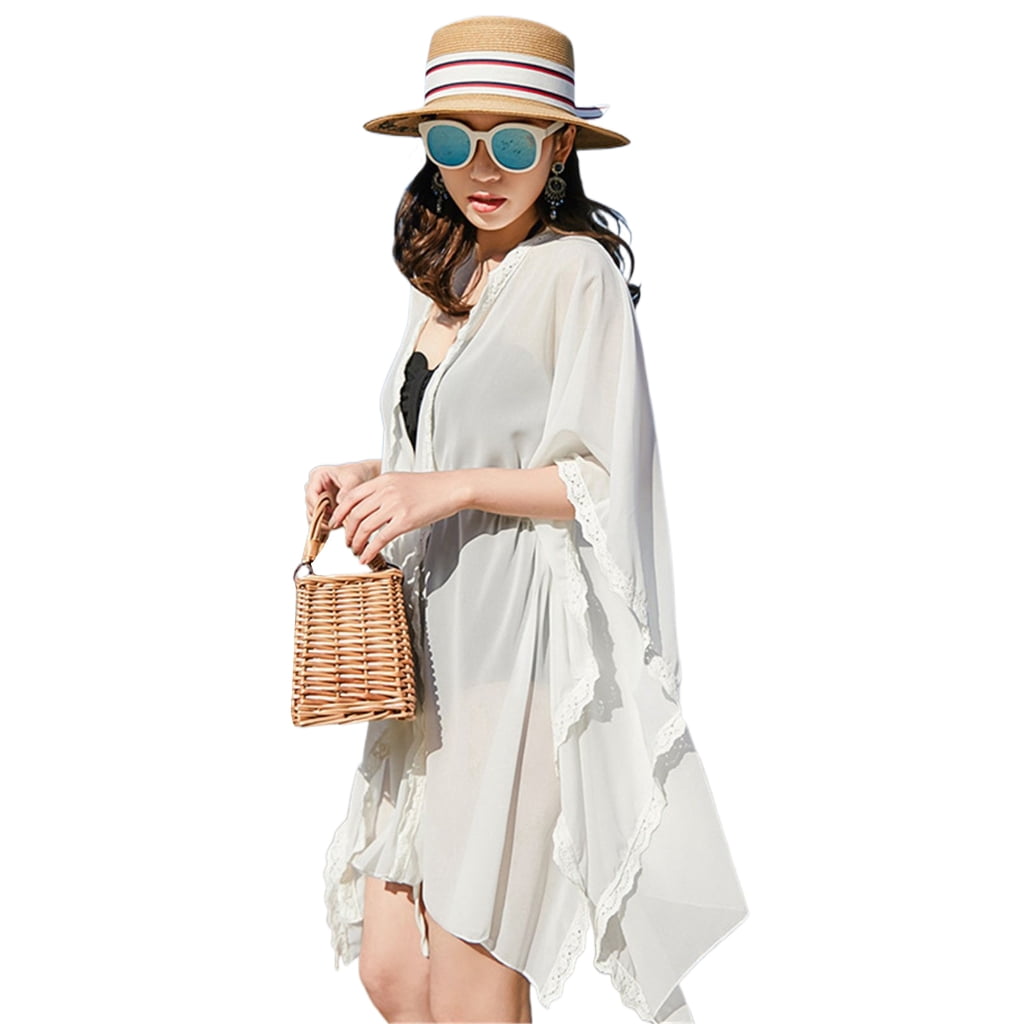 SIEYIO Women Beach Kimono Cardigans, Open Front Cardigans Swimsuit ...