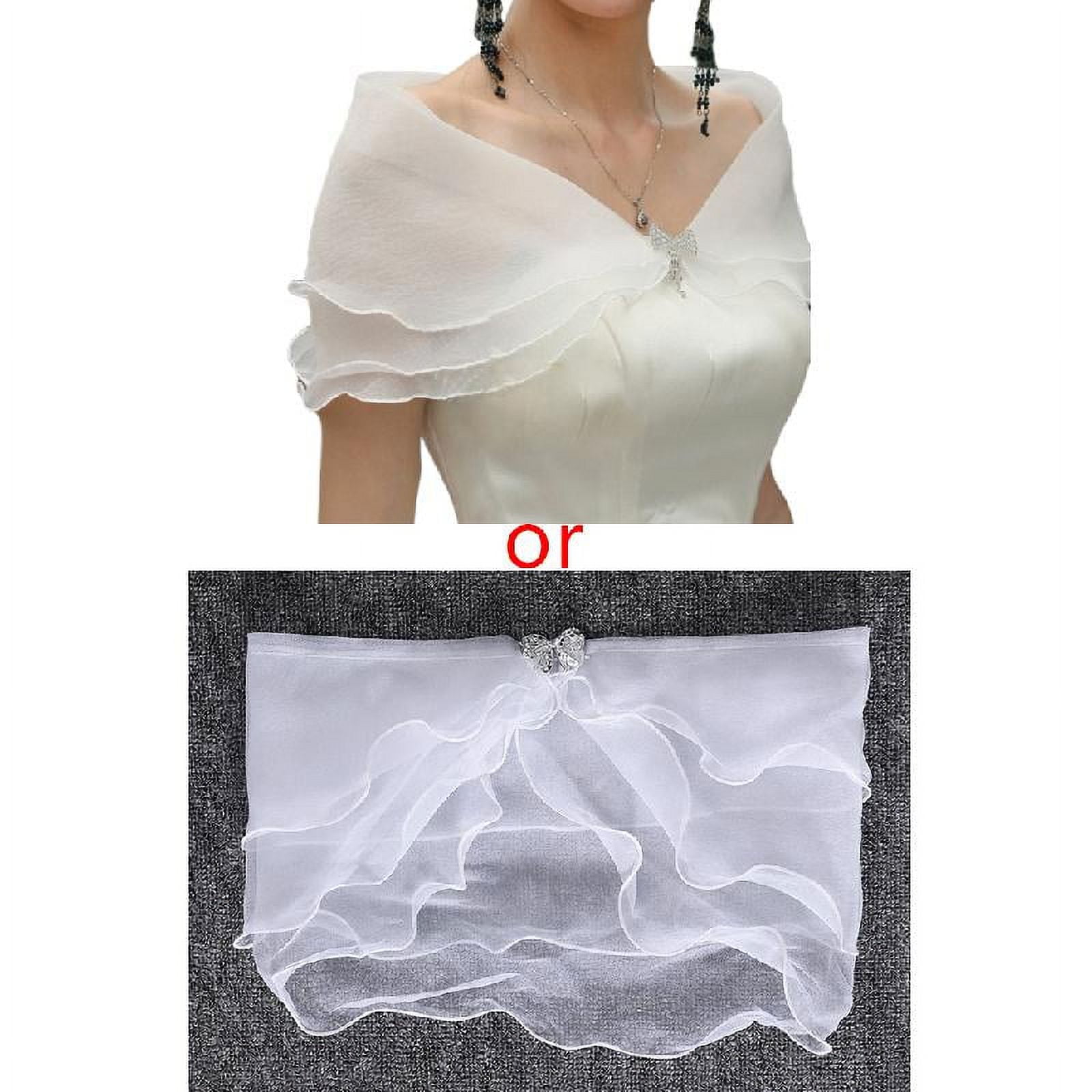 SIEYIO Women Bridal Layered Ruffles Bolero Solid Color Tiers Wedding ...