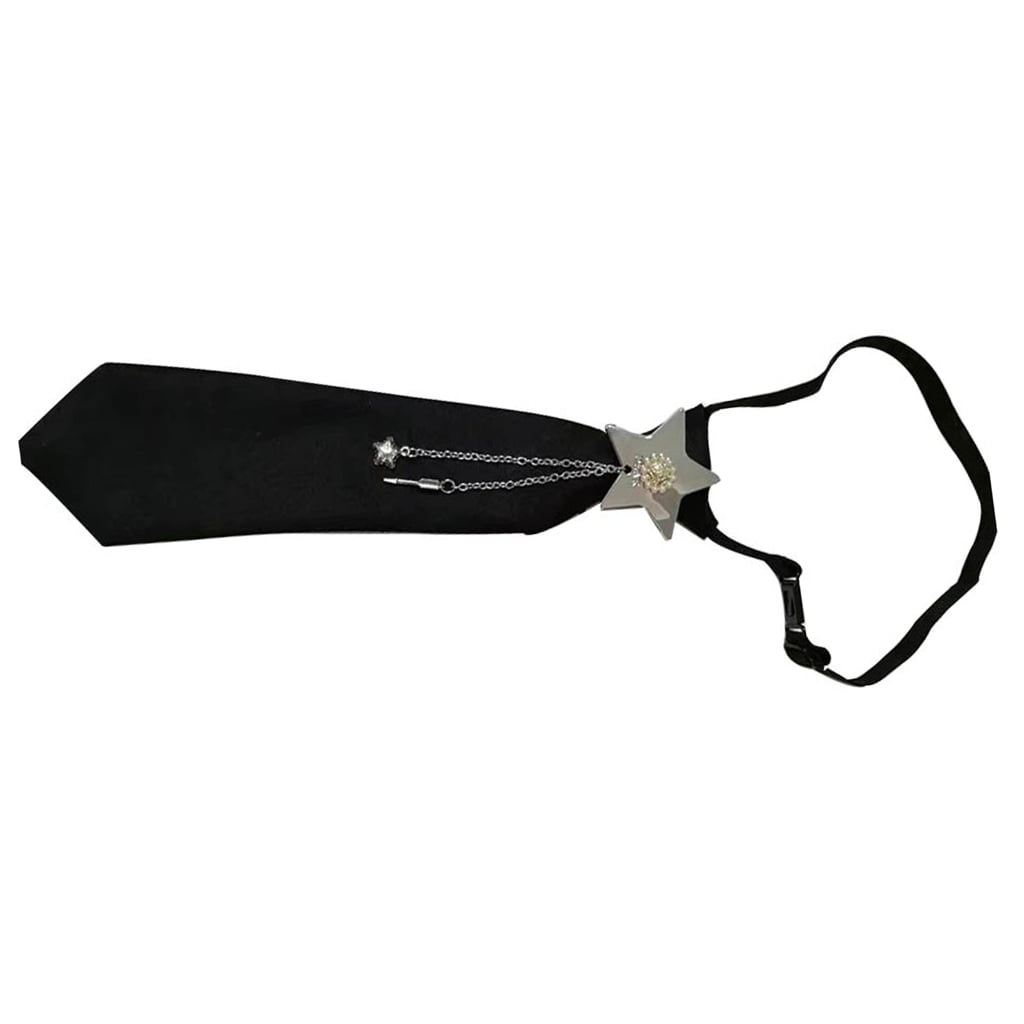 SIEYIO Women Mens Pre-Tied Necktie Metal Chain Star Uniform Small Neck ...