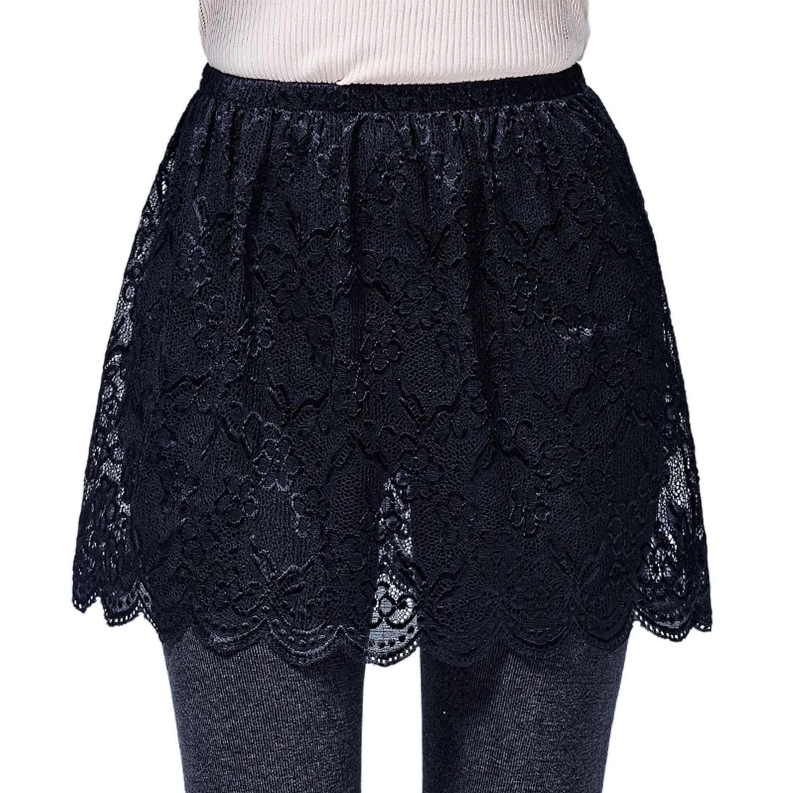 SIEYIO Women Plum Blossom Lace Layering Scalloped Hem Shirt Extender ...