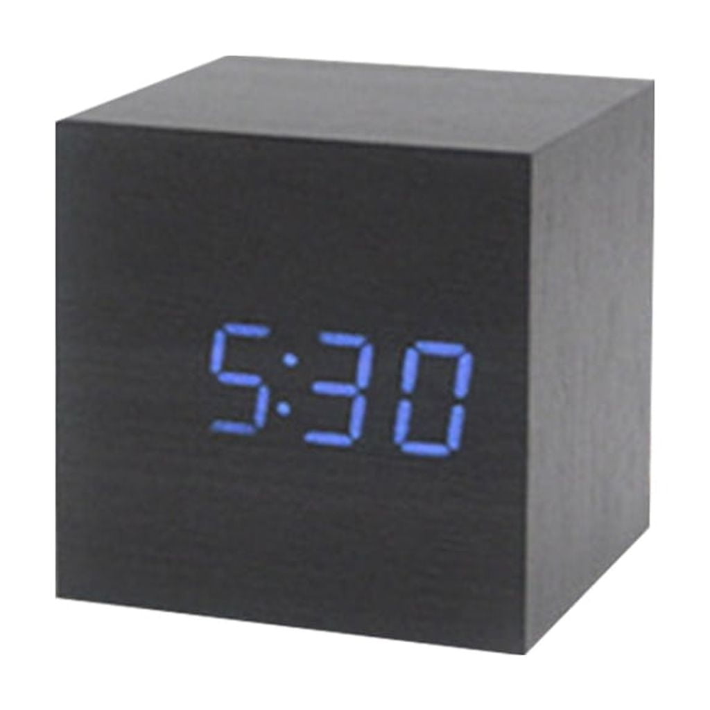 SIEYIO Wood Cube Voice Control Led Alarm Clock Decorative Clock ...