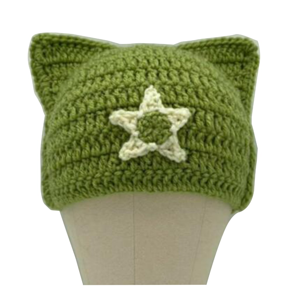 SIEYIO Woolen Yarn Cap Girls Bonnet Y2K Earflap Bobble Hat Headdress ...