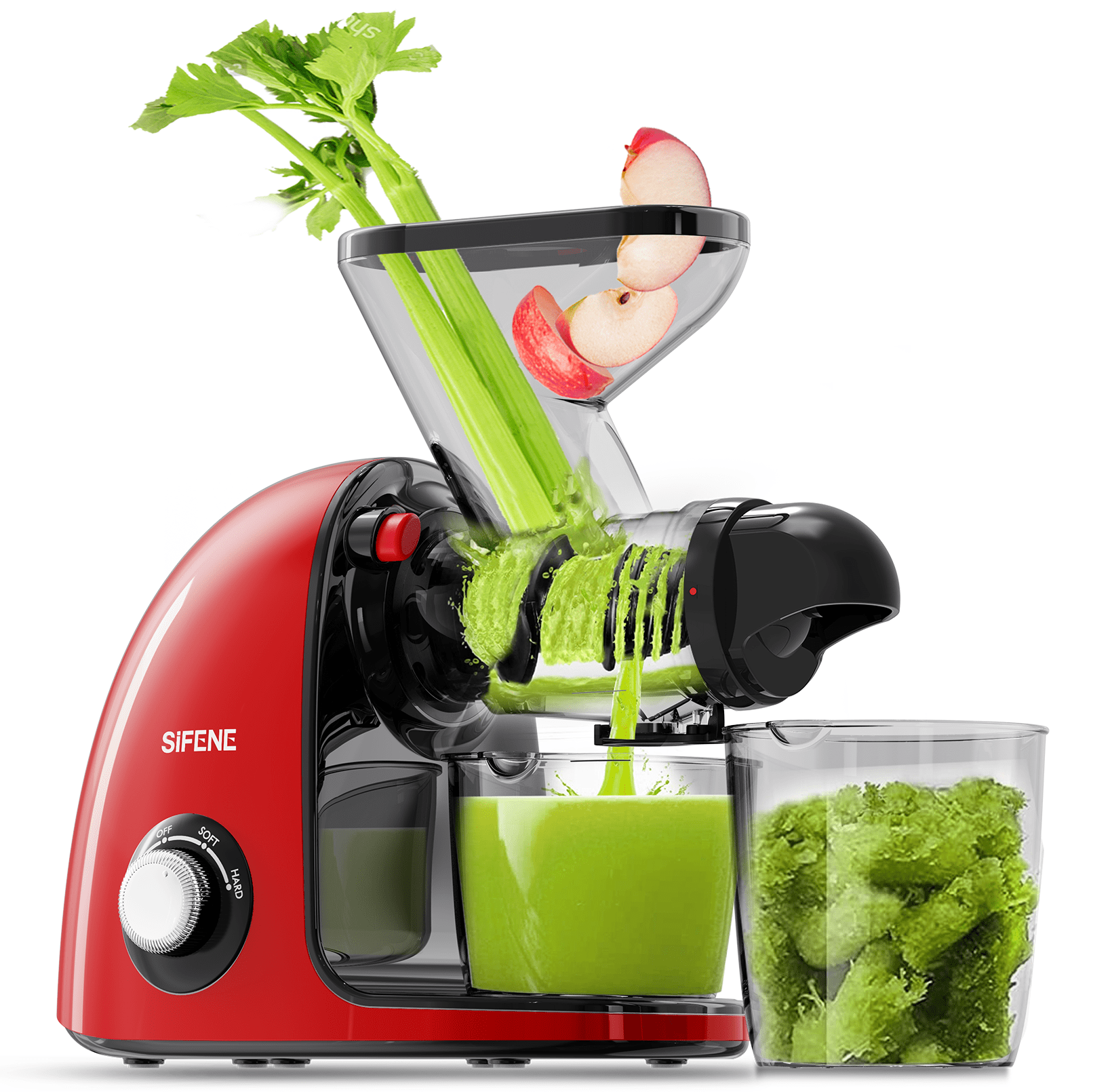 SiFENE 150W Slow Masticating Juicer Machine, 2.4-inch Dual Feed Chute ...