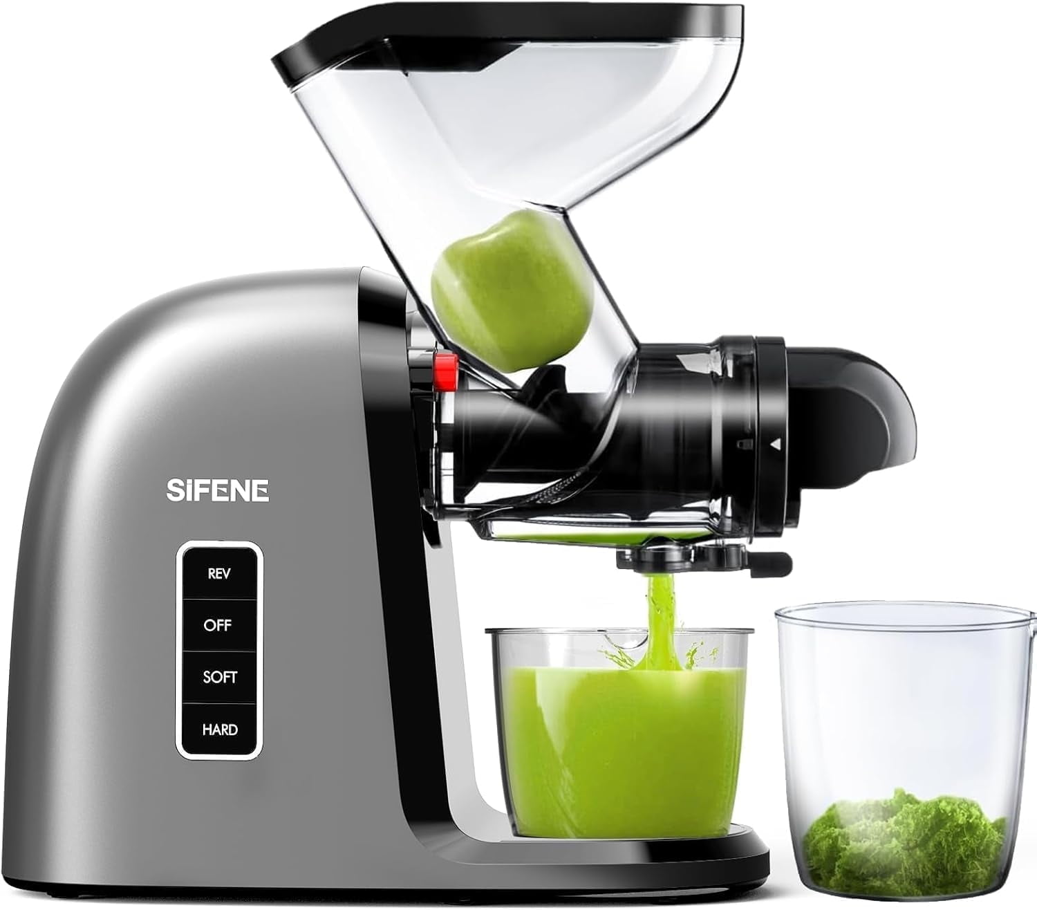 SiFENE 200W Slow Masticating Juicer Machine, 3.2-inch Dual Feed Chute ...