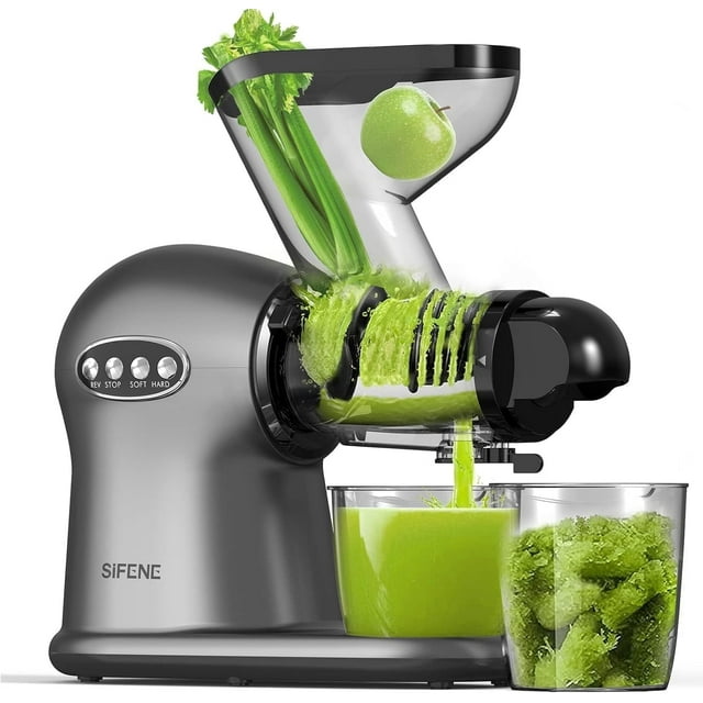 SIFENE 200W Cold Press Juicer Machine, 3" Wide Dual Chute for Whole ...