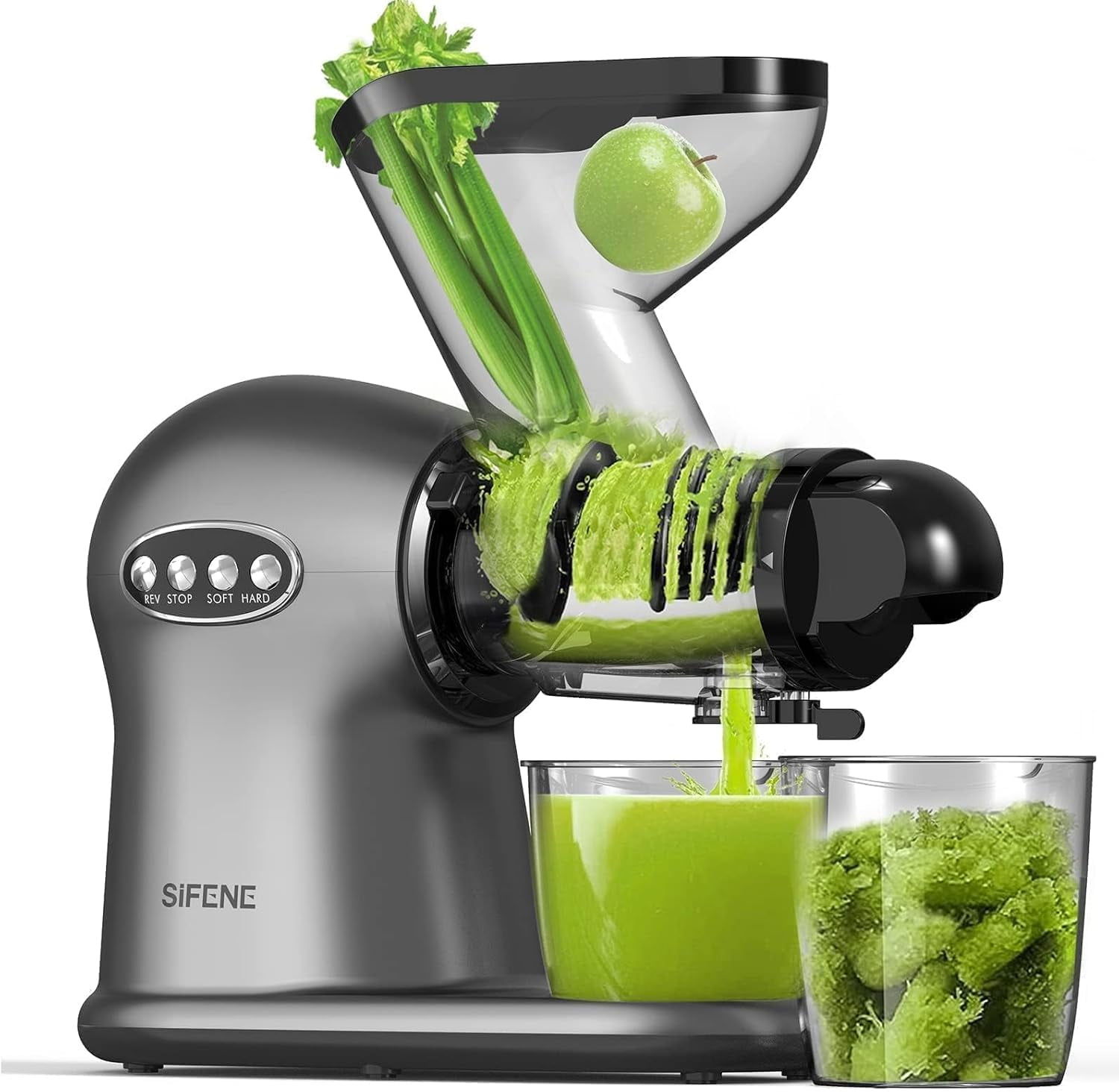 SiFENE 200W Cold Press Juicer Machine, 3" Wide Dual Chute, Anti-Clog ...