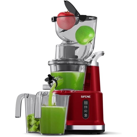 Sunmaki Cold Press Juicer, 5.25" Wide Feed Chute Juice Extractor ...