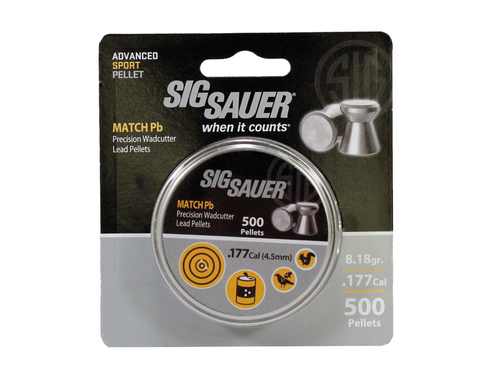 SIG SAUER Match Pb Precision Wadcutter Lead Pellets, 500 Count, Flat ...