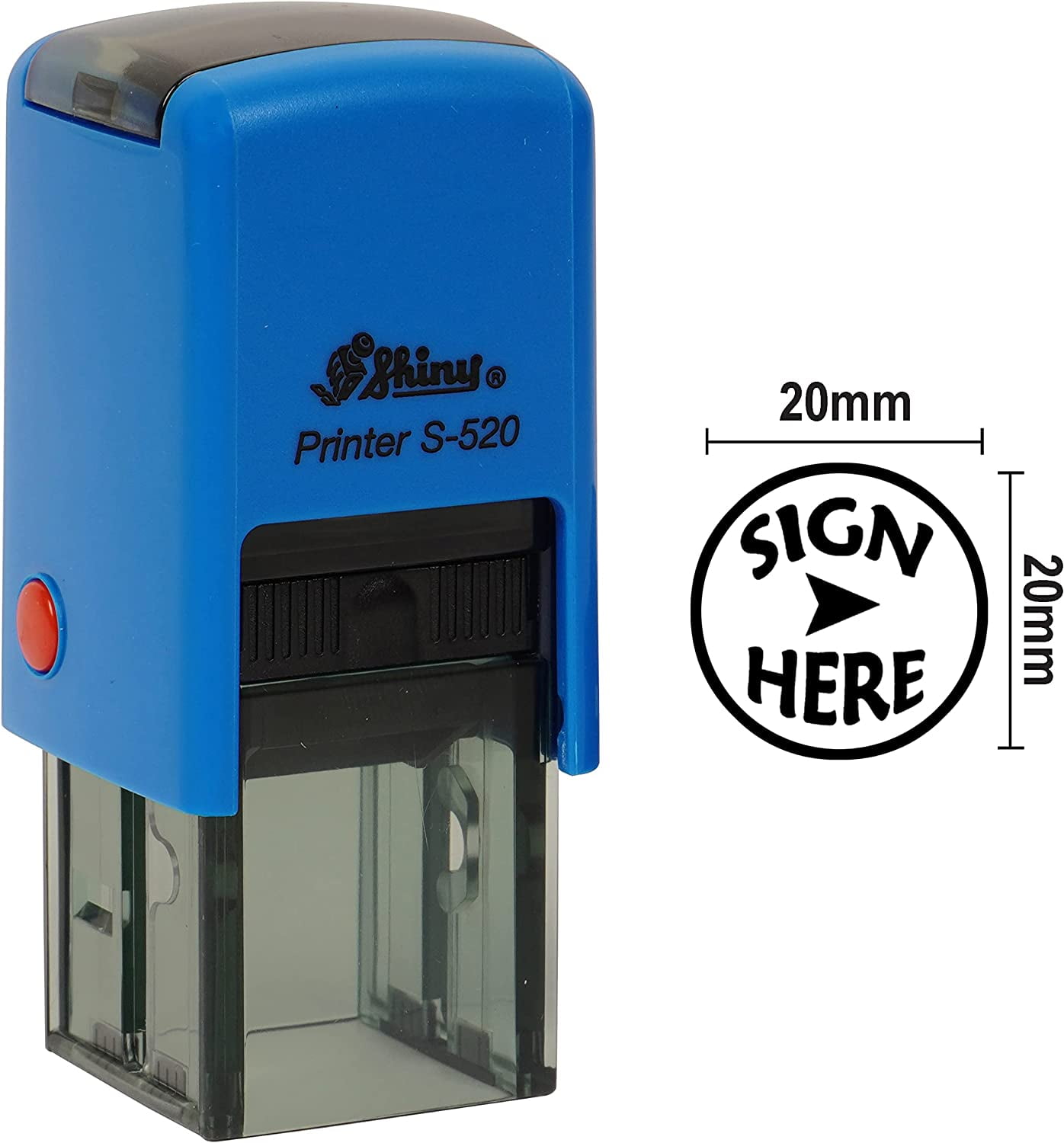 SIGN HERE Round Self Inking Office Stationary Stamp Personalized Custom Shiny 20mm Rubber Stamp ...