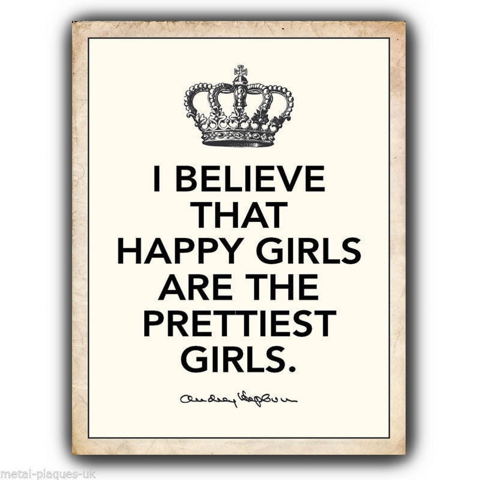 SIGN METAL WALL PLAQUE HAPPY GIRLS ARE THE PRETTIEST Audrey Hepburn ...
