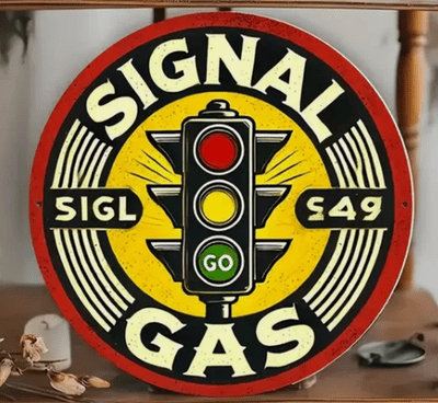 SIGNAL GAS 8" Round Metal Sign Retro Wall Art Plaque - Walmart.com